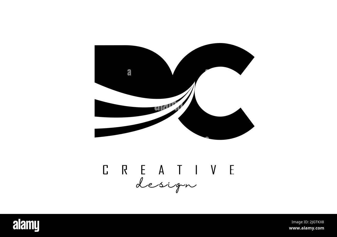 Creative black letter Dc d c logo with leading lines and road concept ...