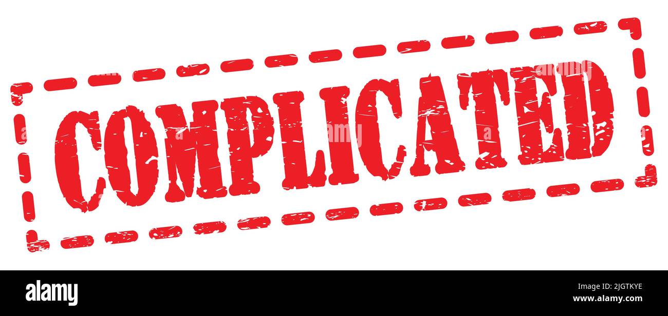 COMPLICATED text written on red dash stamp sign Stock Photo - Alamy