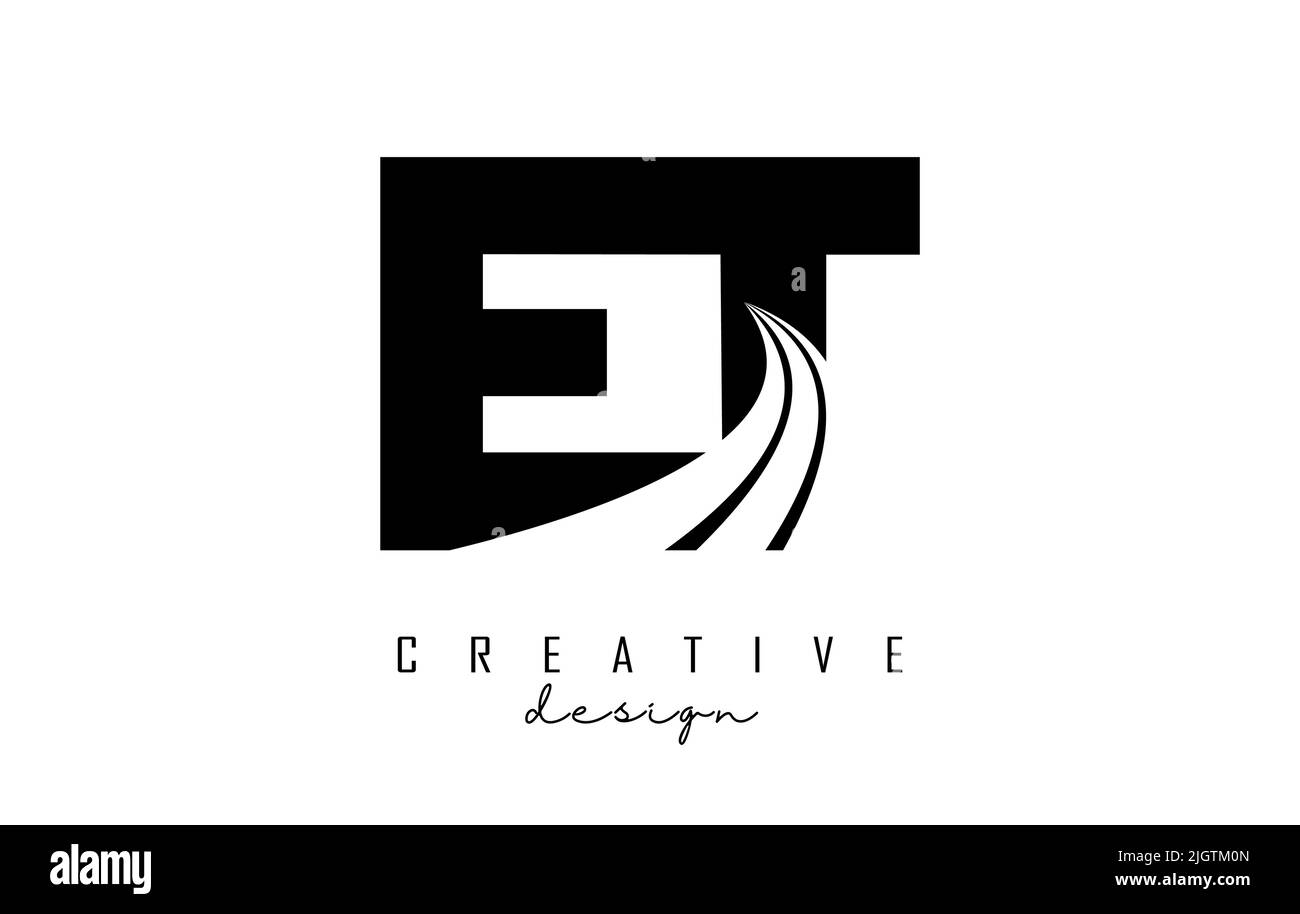 Creative black letter ET e T logo with leading lines and road concept ...