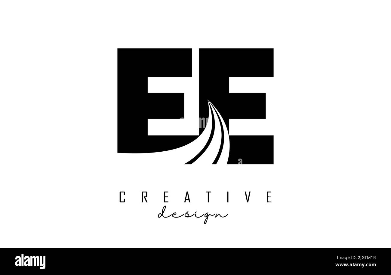 Creative black letter EE e logo with leading lines and road concept ...