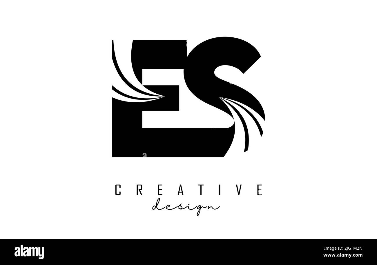 Creative black letter ES e S logo with leading lines and road concept ...