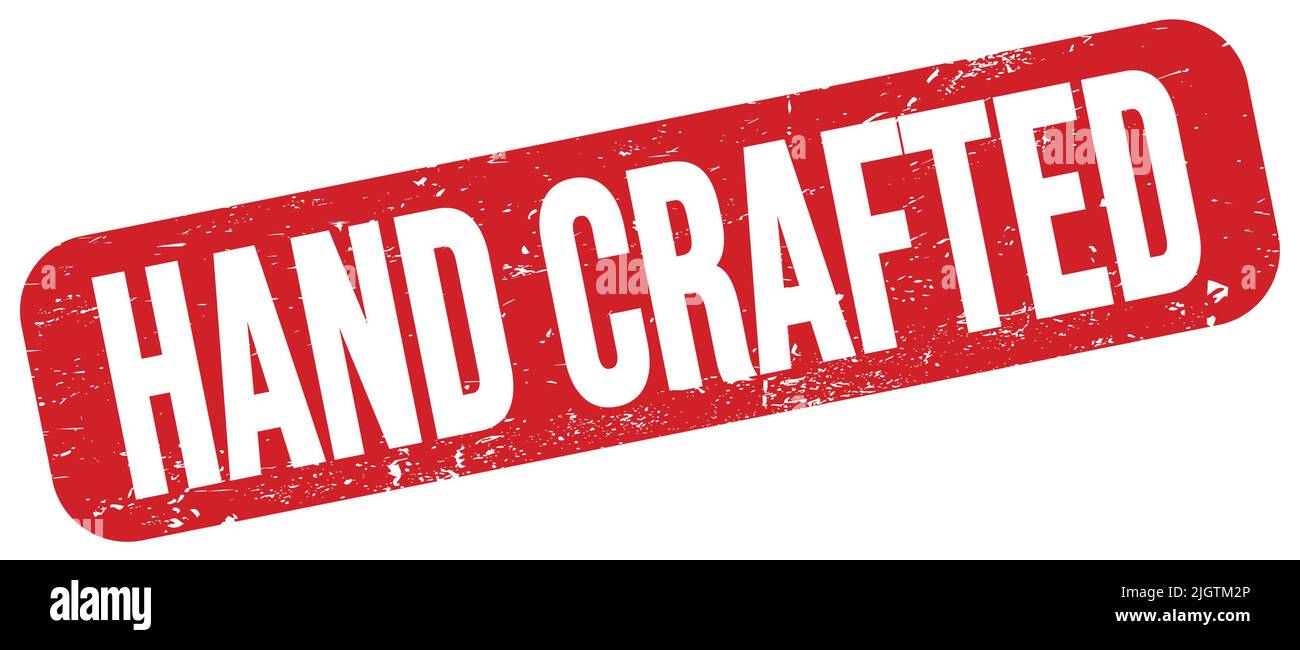 HAND CRAFTED text written on red grungy stamp sign Stock Photo - Alamy