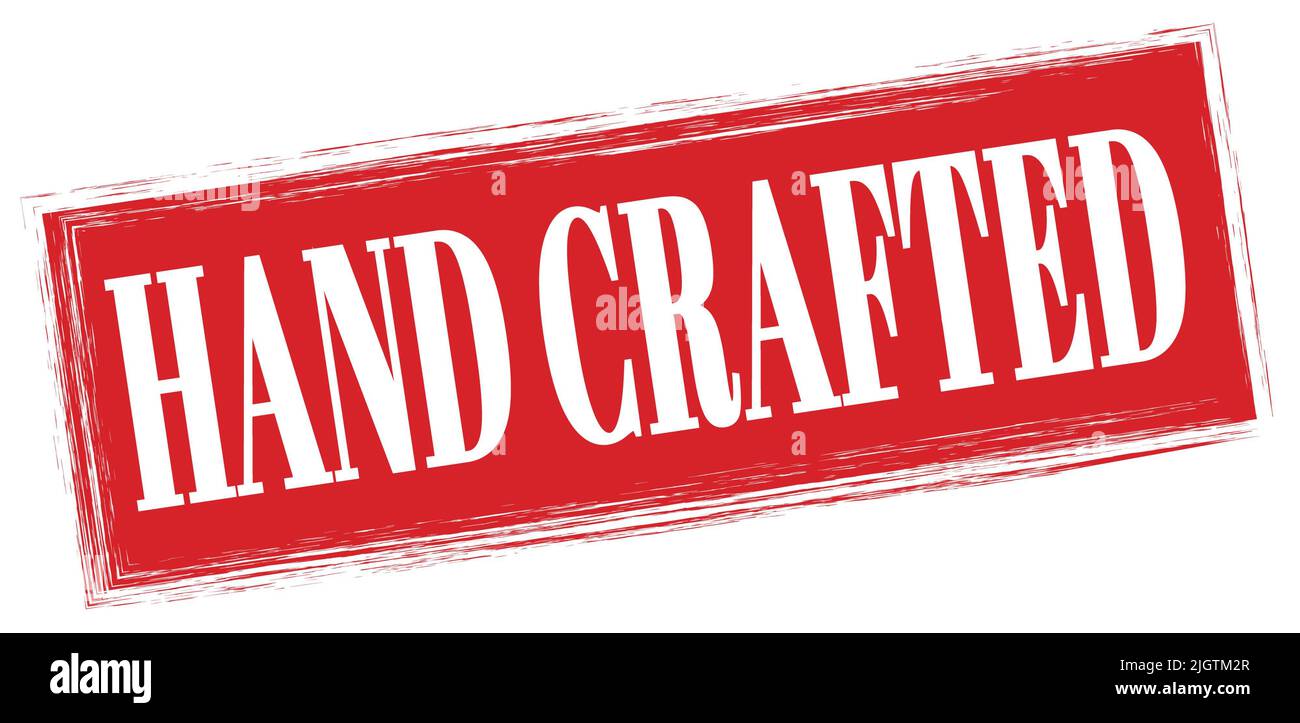 HAND CRAFTED text written on red rectangle stamp sign Stock Photo - Alamy