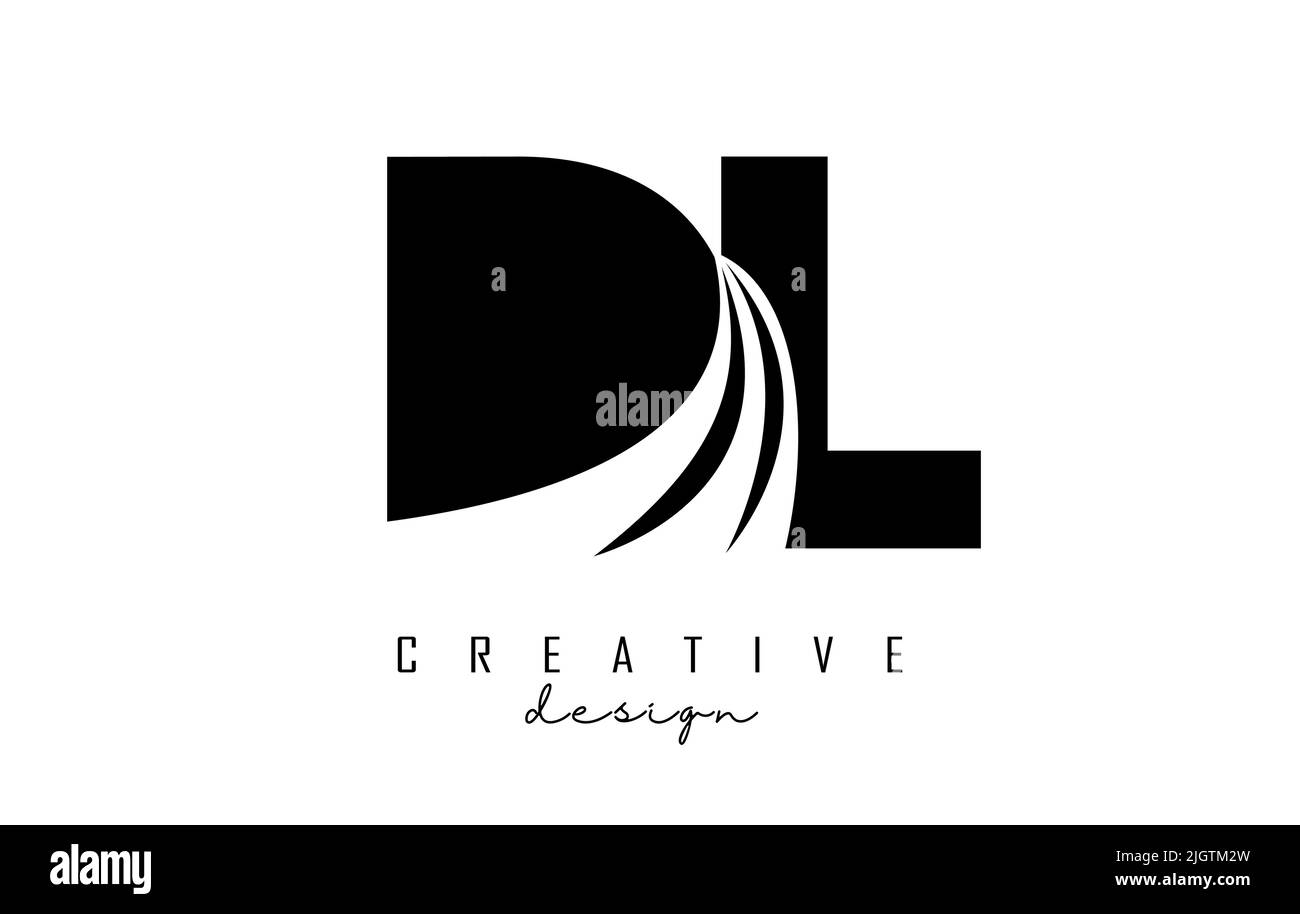 Creative black letter DL d L logo with leading lines and road concept ...