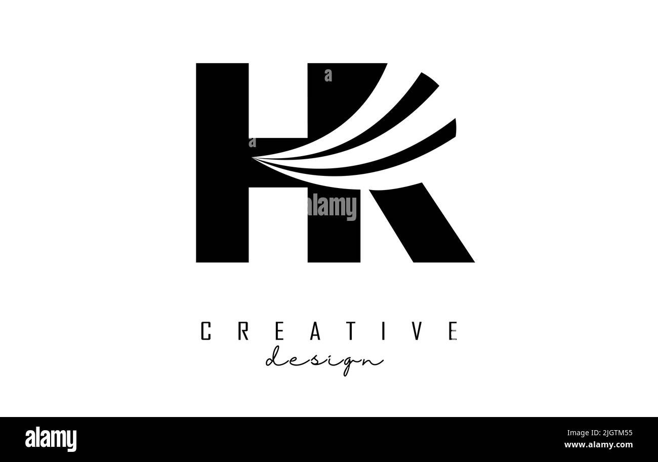 Creative black letter HR h r logo with leading lines and road concept ...