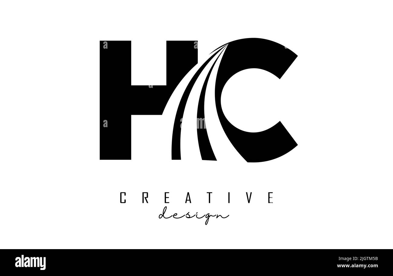 Creative black letter HC h c logo with leading lines and road concept ...