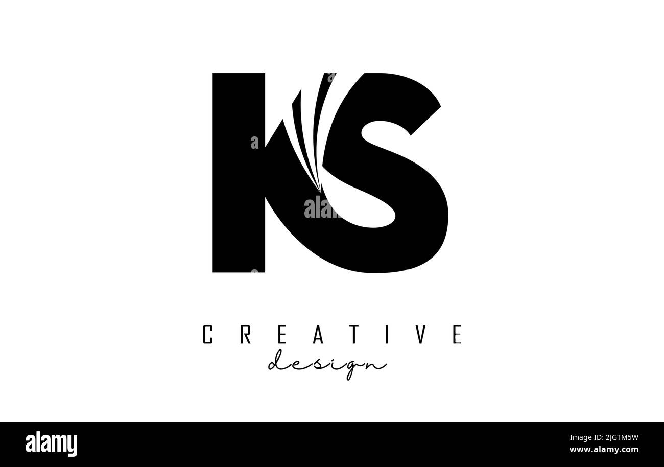 Creative black letter KS k s logo with leading lines and road concept ...