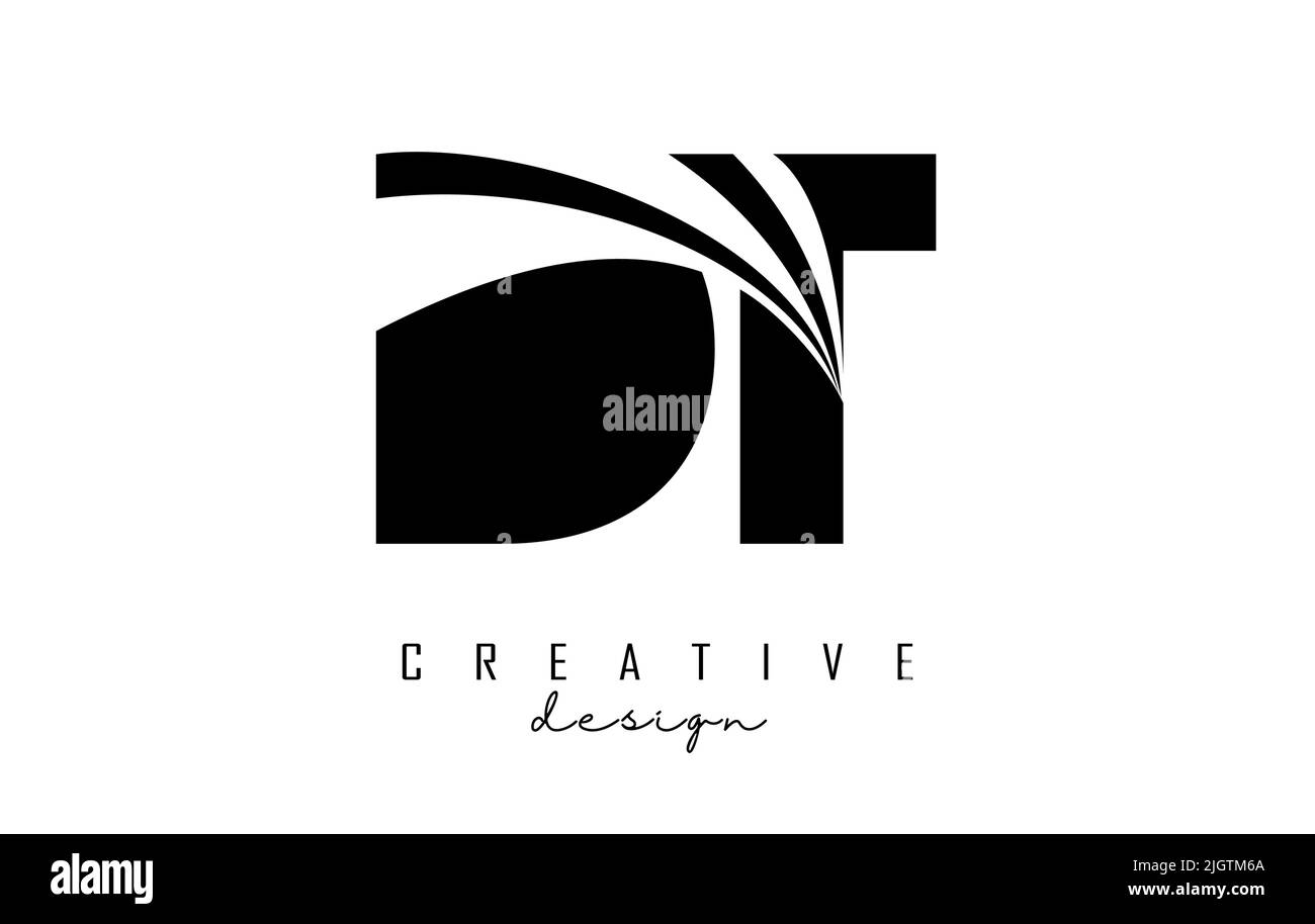 Creative black letter Dt d t logo with leading lines and road concept ...
