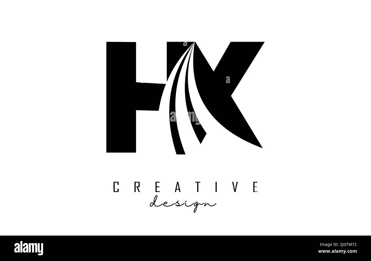 Creative black letter HX h x logo with leading lines and road concept ...