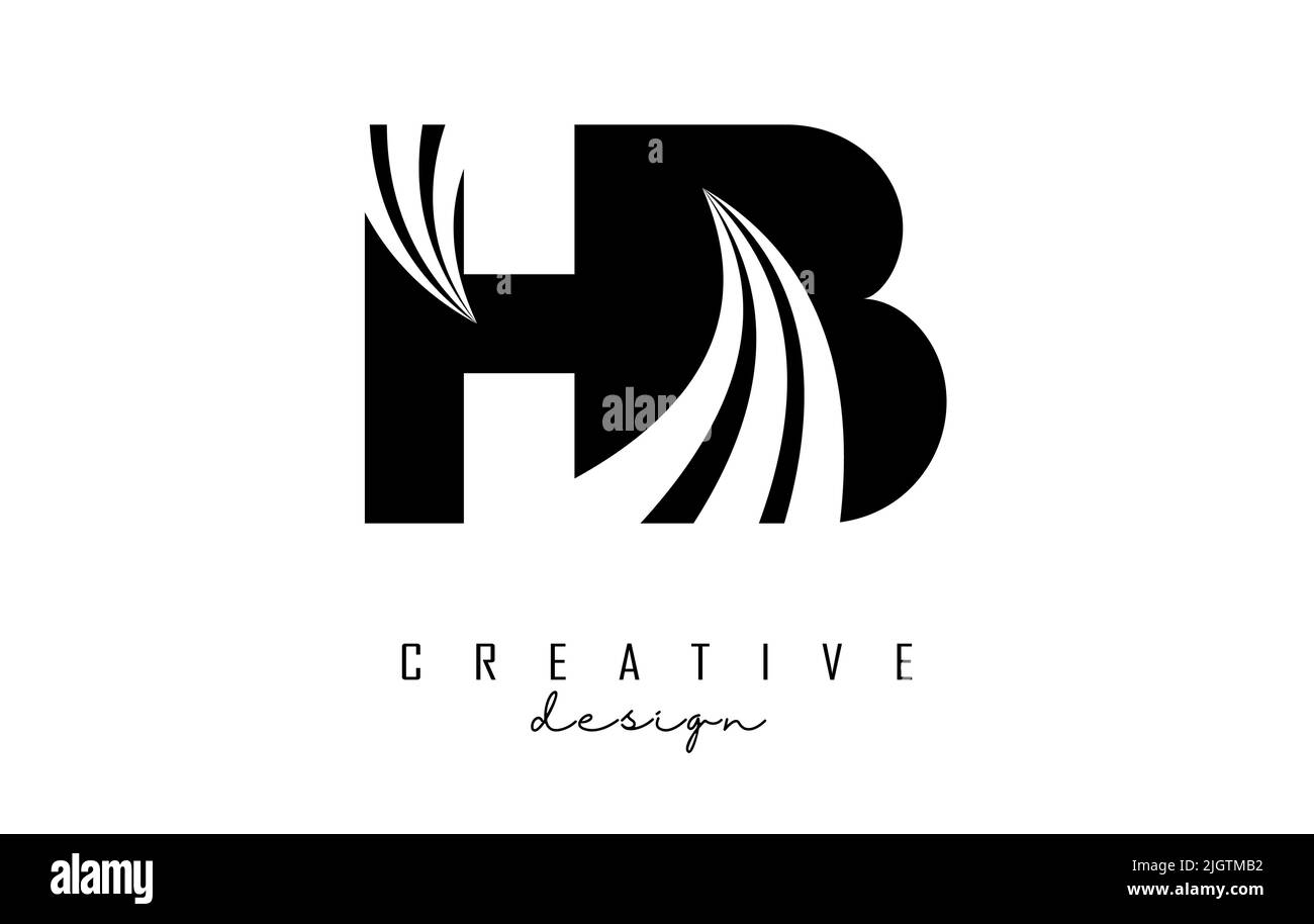Creative black letter HB h b logo with leading lines and road concept ...