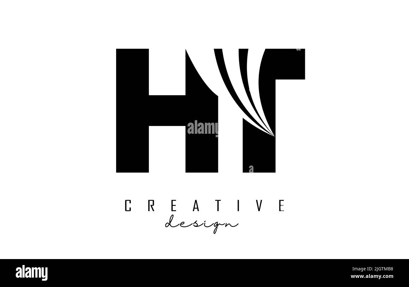 Creative black letter HT h t logo with leading lines and road concept ...