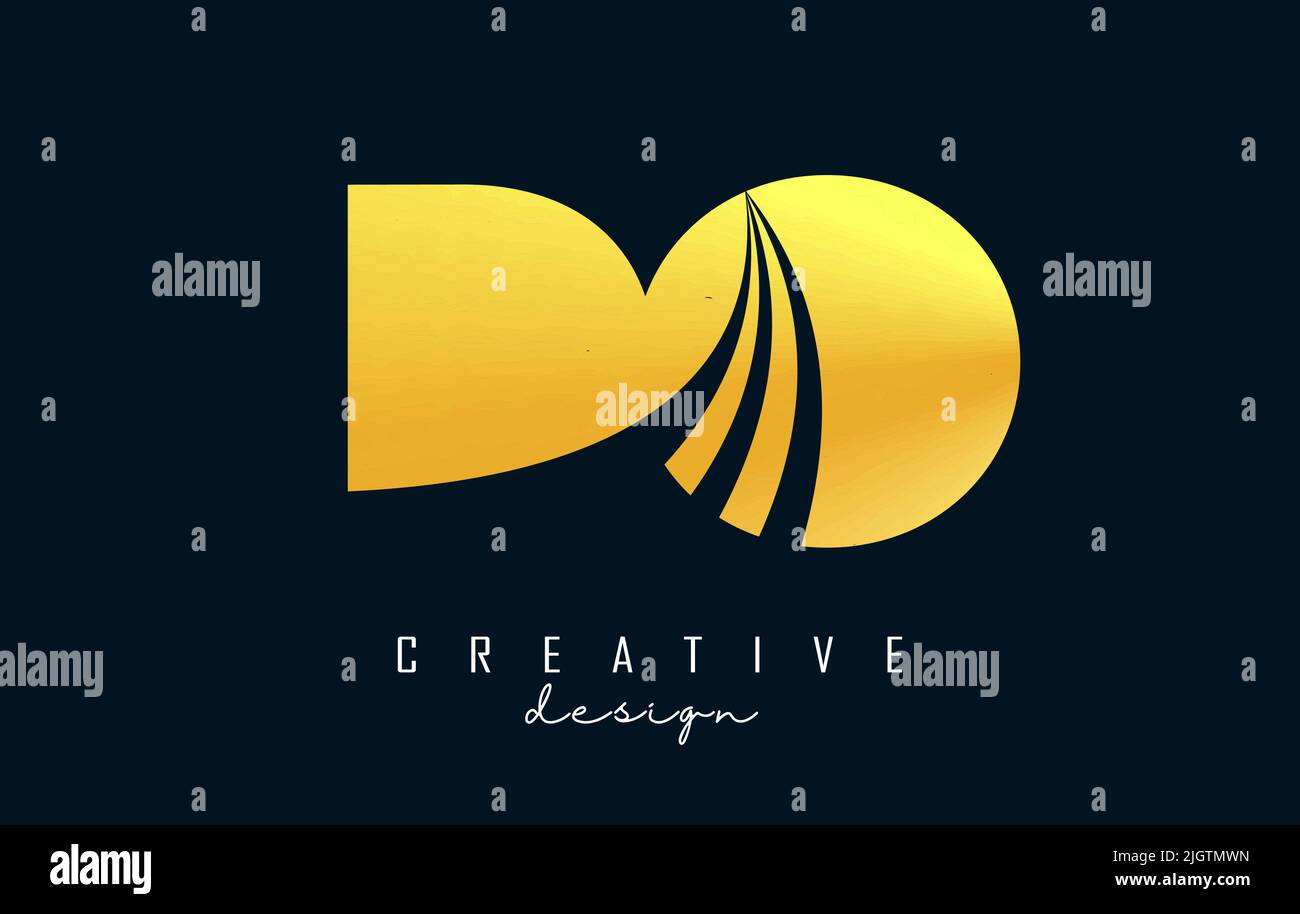Creative golden letter Do d o logo with leading lines and road concept ...