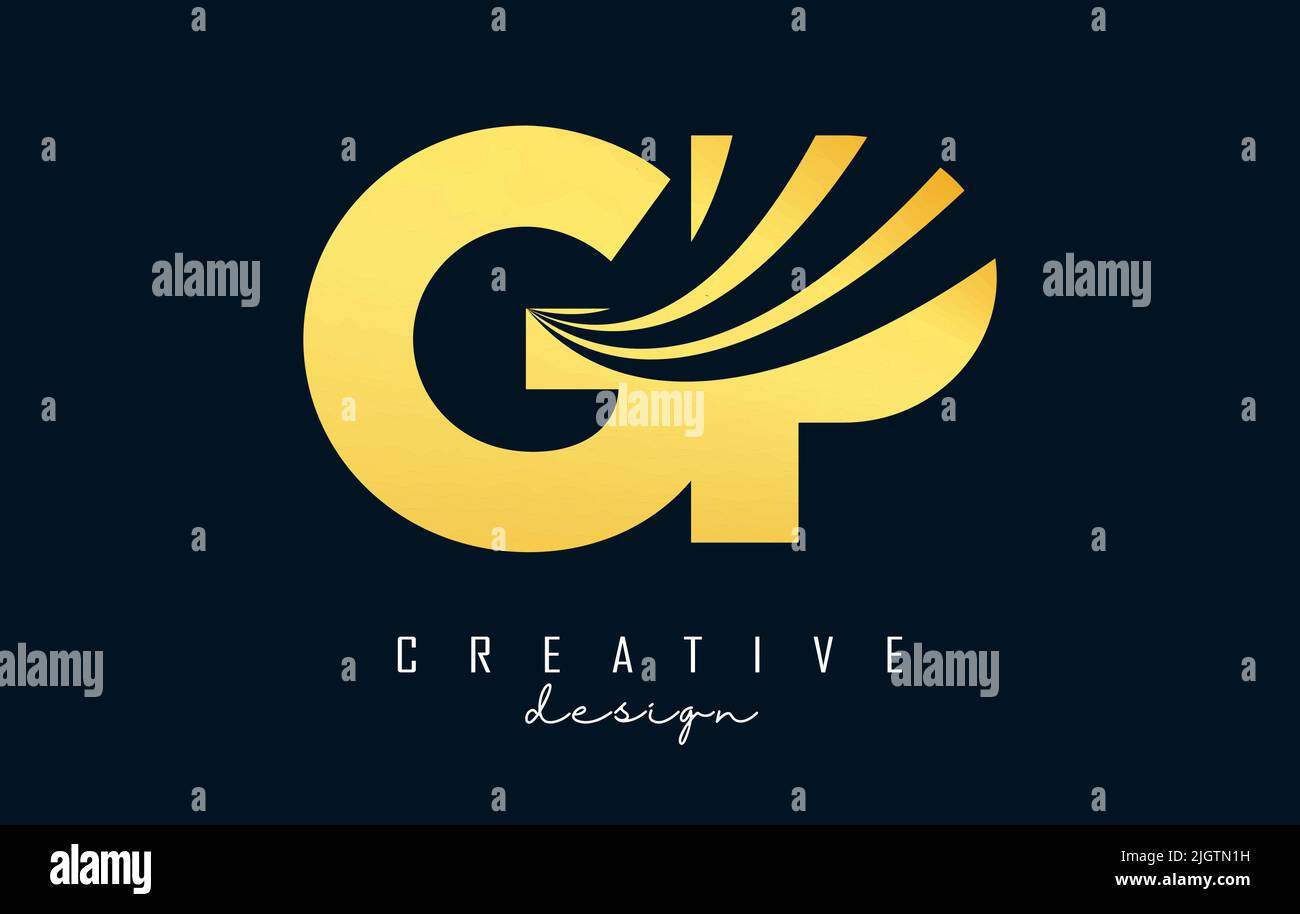 Creative blue letter GP G P logo with leading lines and road concept ...
