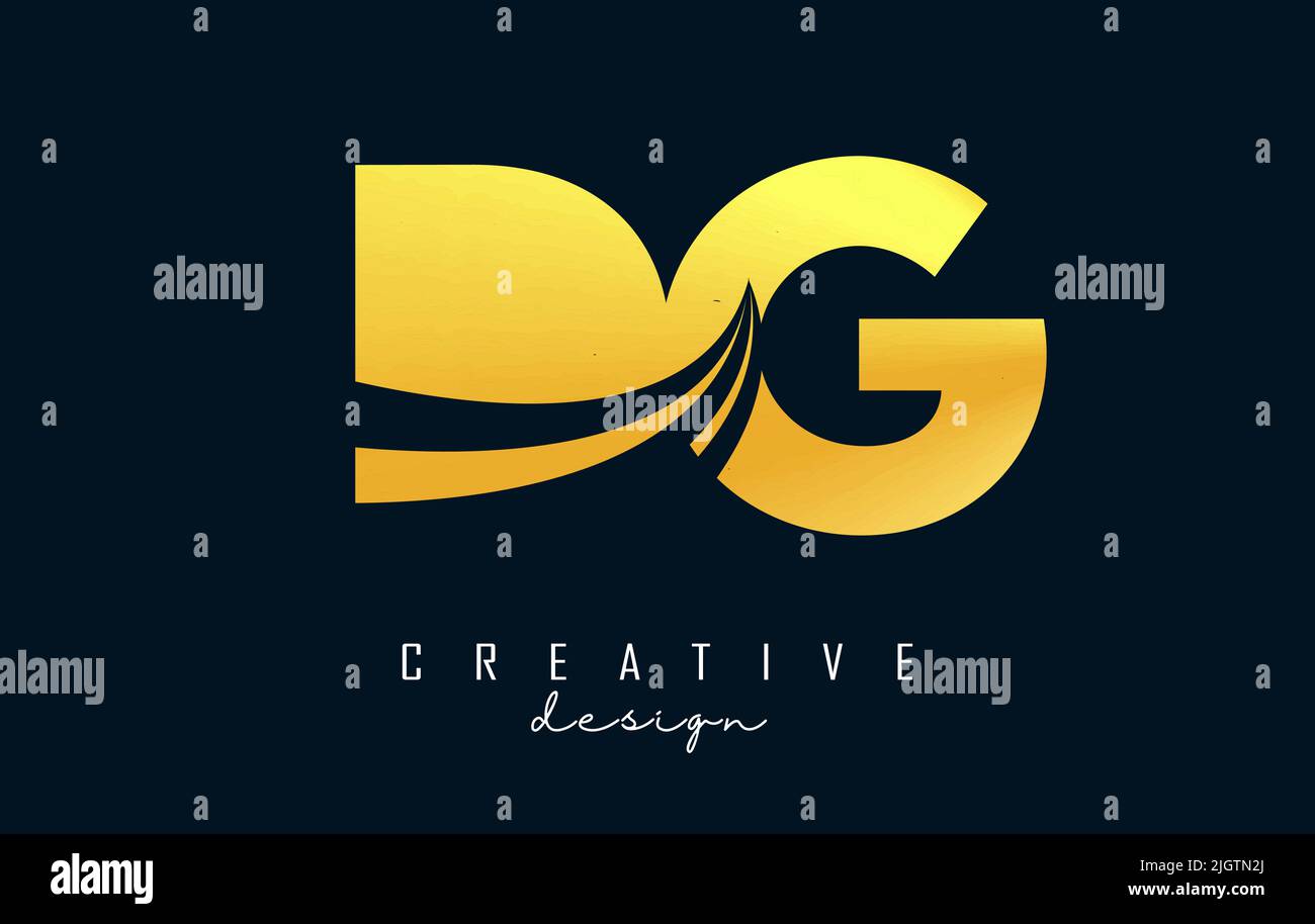 Creative golden letter Dg d g logo with leading lines and road concept ...