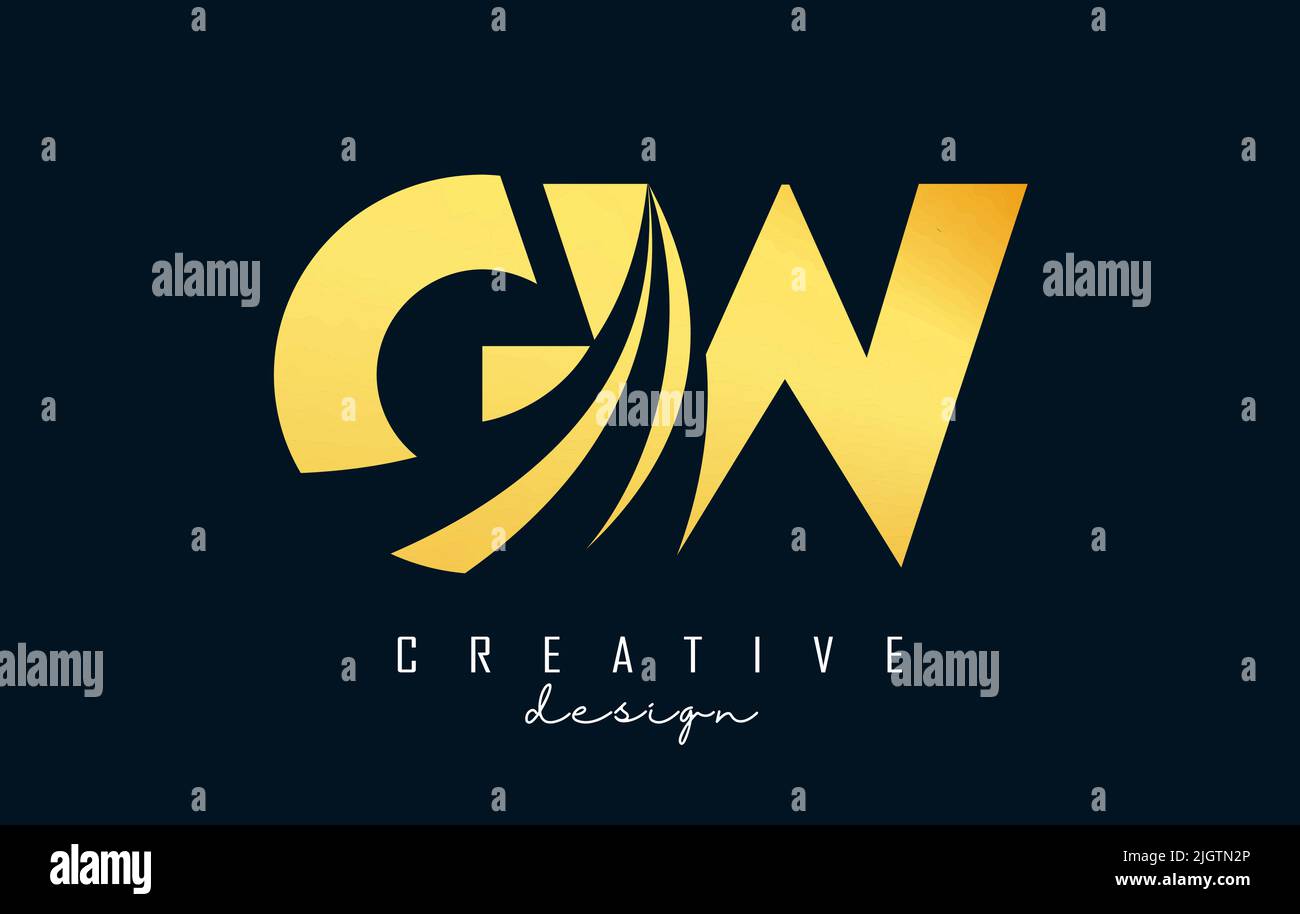 Creative blue letter Gw g w logo with leading lines and road concept ...