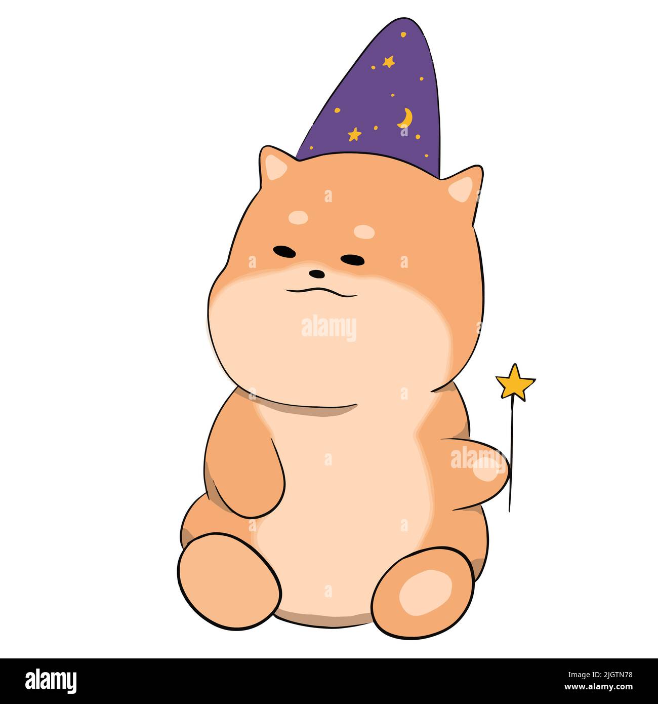 Wizard cat sits with a magic wand and a cap Stock Vector Image & Art ...