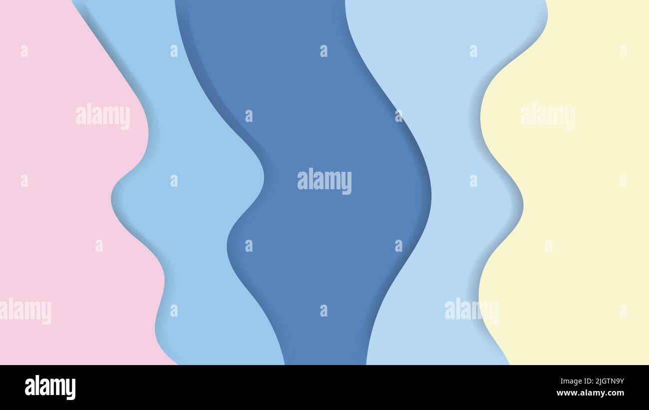 Abstract soft pinks and blues pastel summer background with paper waves ...
