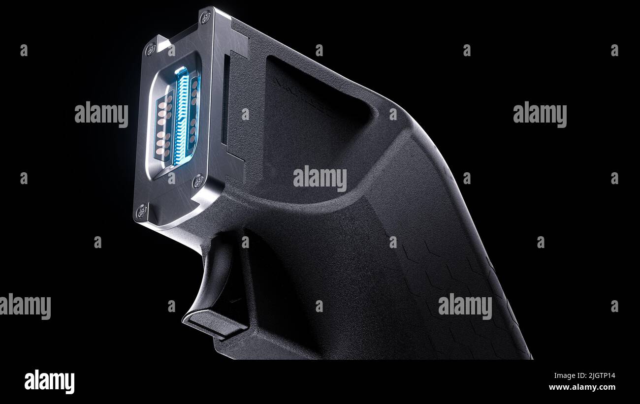 3D illustration of electronic technical medical device with glowing ...