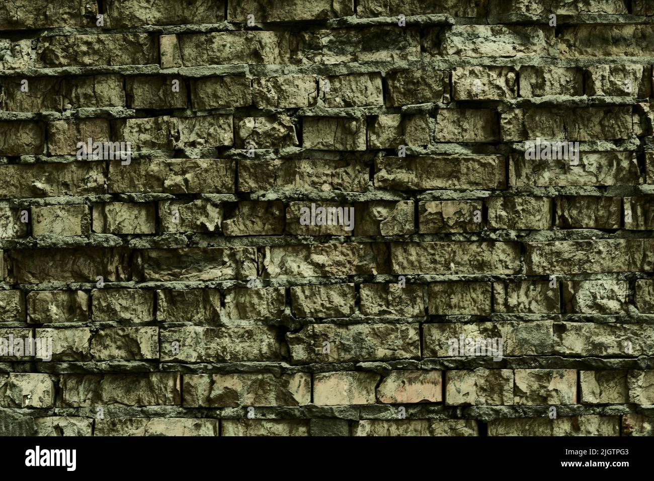 Big gloomy dark full background of detailed old gray brick wall Stock ...