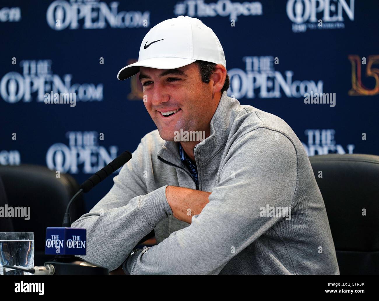 USA's Scottie Scheffler in an interview during practice day four of The ...