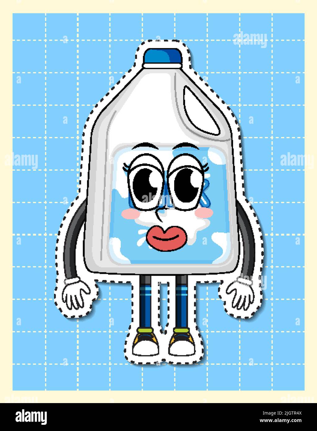 Milk cartoon character on grid background illustration Stock Vector ...