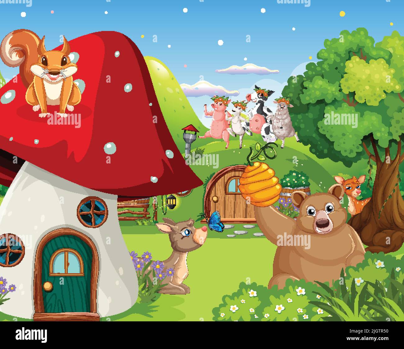 Animal at countryside land illustration Stock Vector Image & Art - Alamy