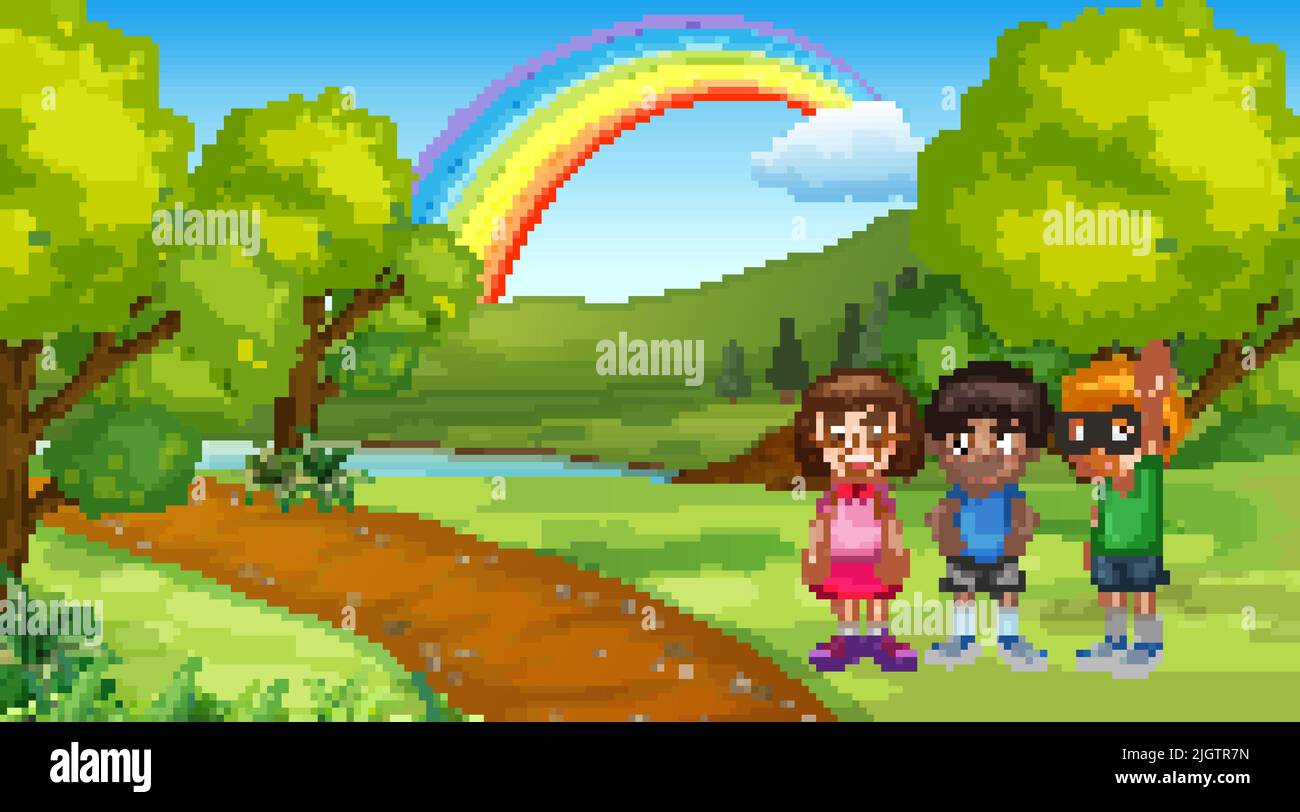 Children hanging out in the park illustration Stock Vector Image & Art ...