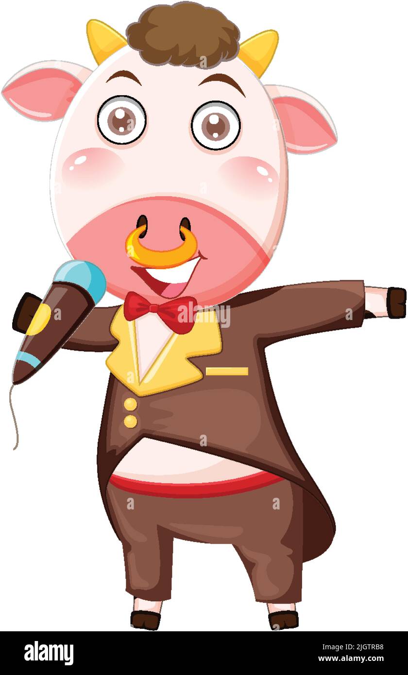 A cow singing cartoon character illustration Stock Vector Image & Art ...