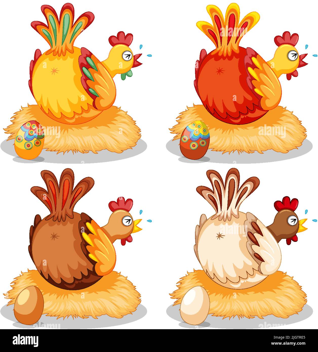 Cute chicken laying eggs illustration Stock Vector Image & Art - Alamy
