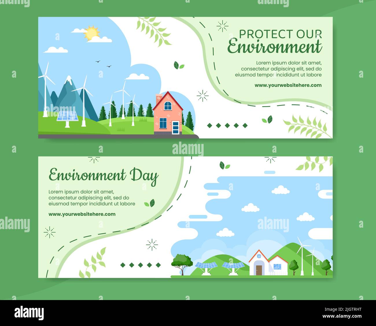 World Environment Day Banner Template Flat Cartoon Background Vector ...