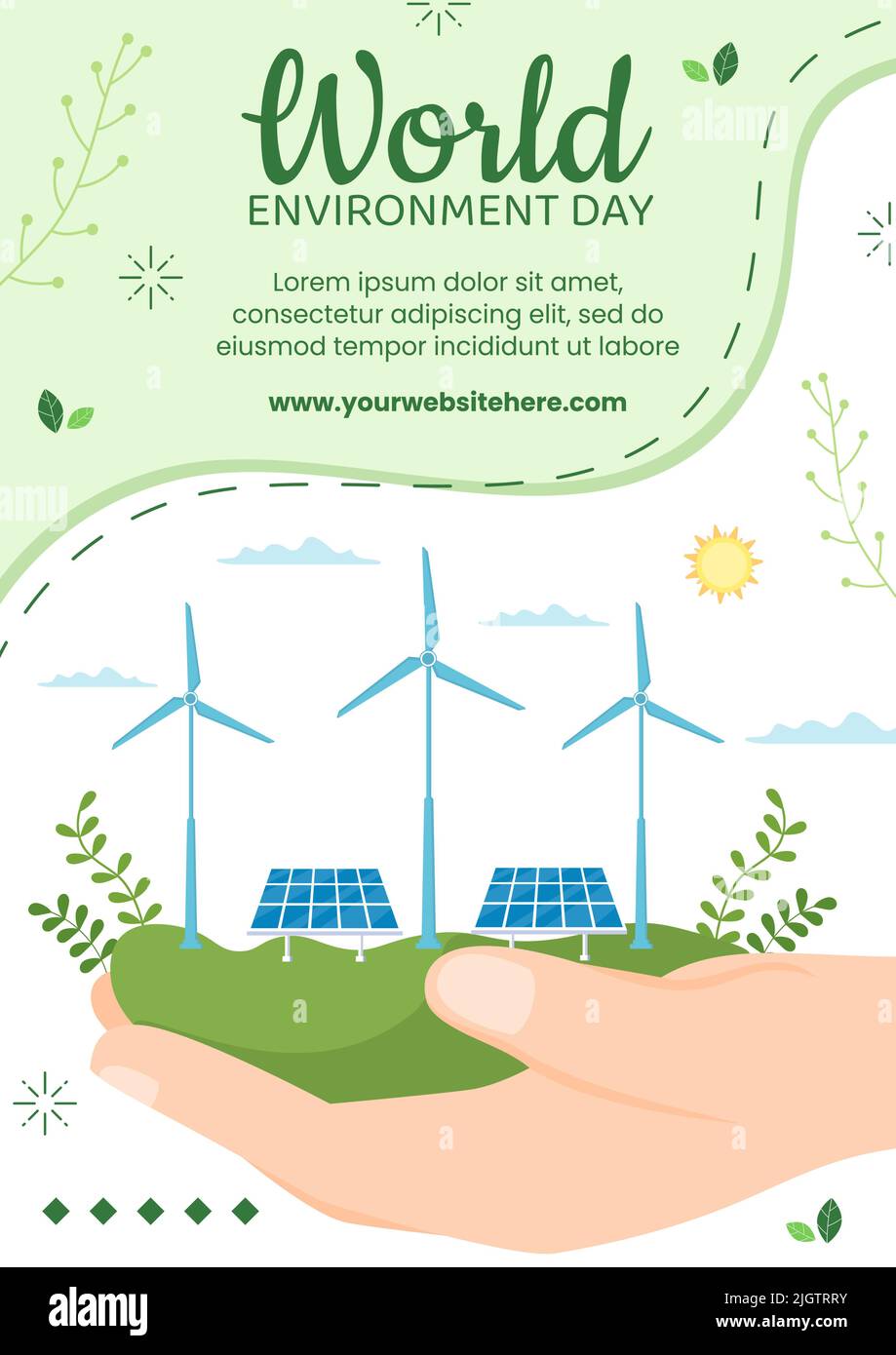 World Environment Day Flyer Template Flat Cartoon Background Vector ...