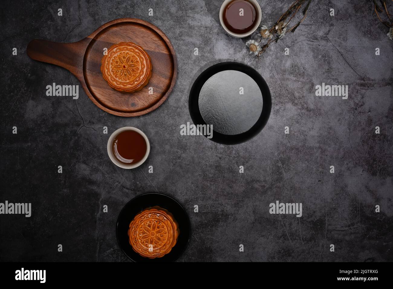 Tasty moon cakes for Mid Autumn festival or Chinese traditional ...
