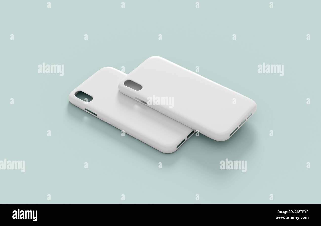 Two smartphone case mockup, blank cover template isolated on a neutral ...