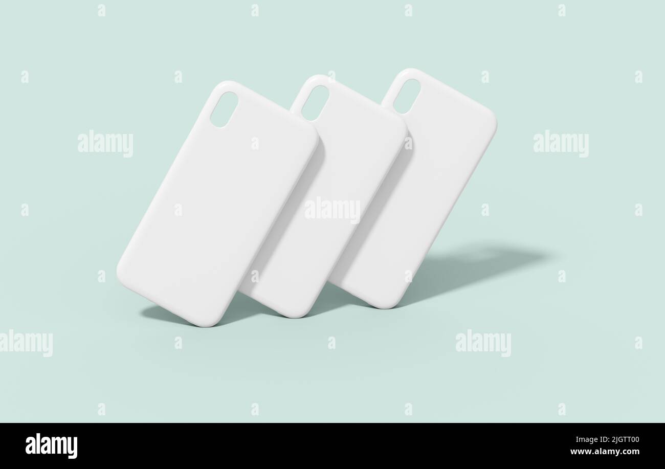 Mobile phone case mockup, white covers template isolated on a neutral ...