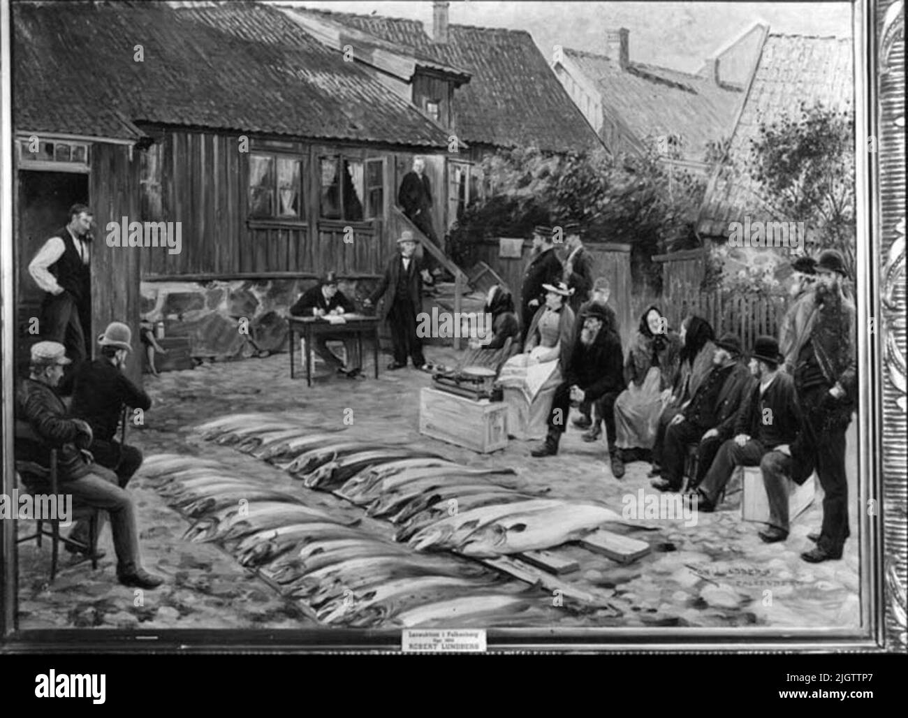 Written on the back: Salmon fishing in Lagan. Oil painting by Kilian ...