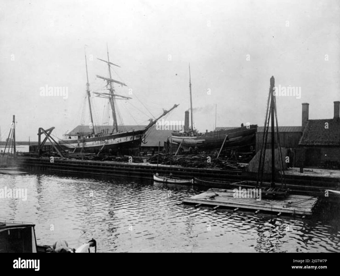 Written on the back: The yard at the turn of the century when the slip ...