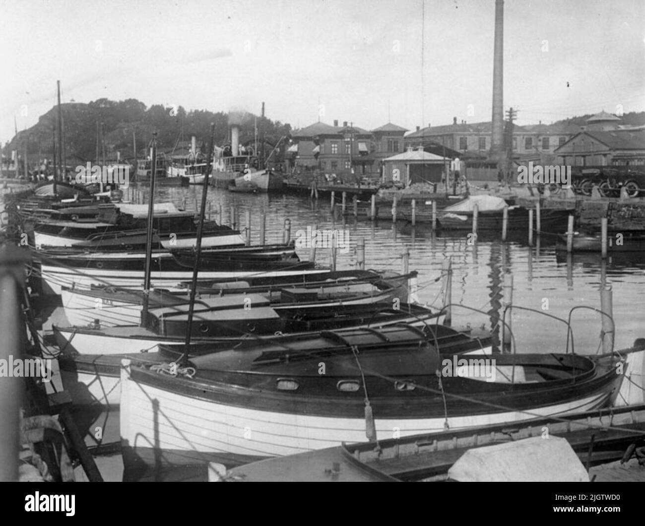Note: Uddevalla. Bävån, port station, Kampenhof, steamboats Stock Photo ...
