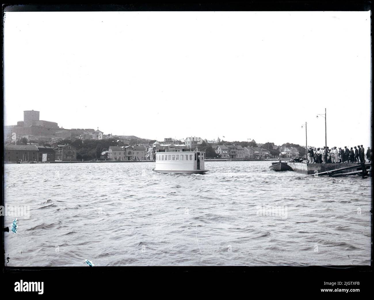 First electric ferry launched in Marstrand. To the right is a public ...