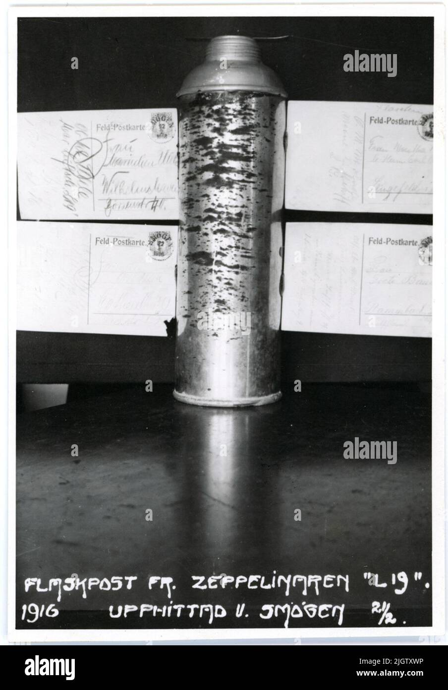 Listing on the card: "Bottle Post for the zeppelinaren" L19 "1916 ...