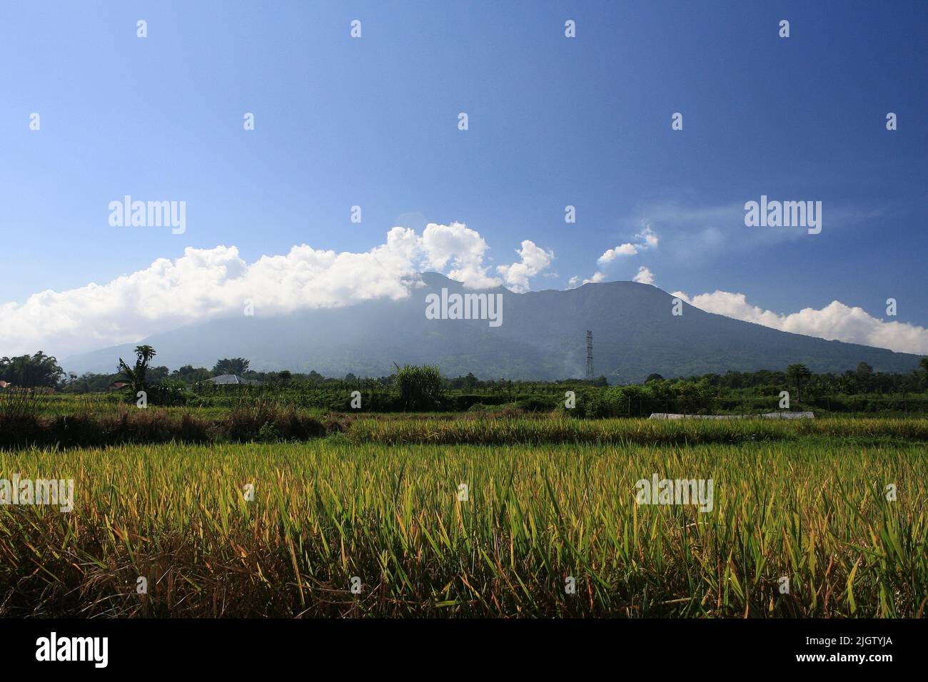 Panorama view of Mount Marapi from Bukittinggi city in West Sumatra ...
