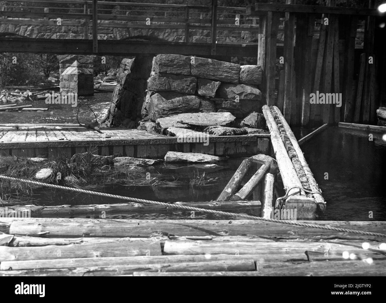 Munkedal mill's dust at the barracks. In the background road bridge ...