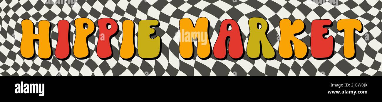 Hippie funky vibe style signboard slogan Hippie market festival ...