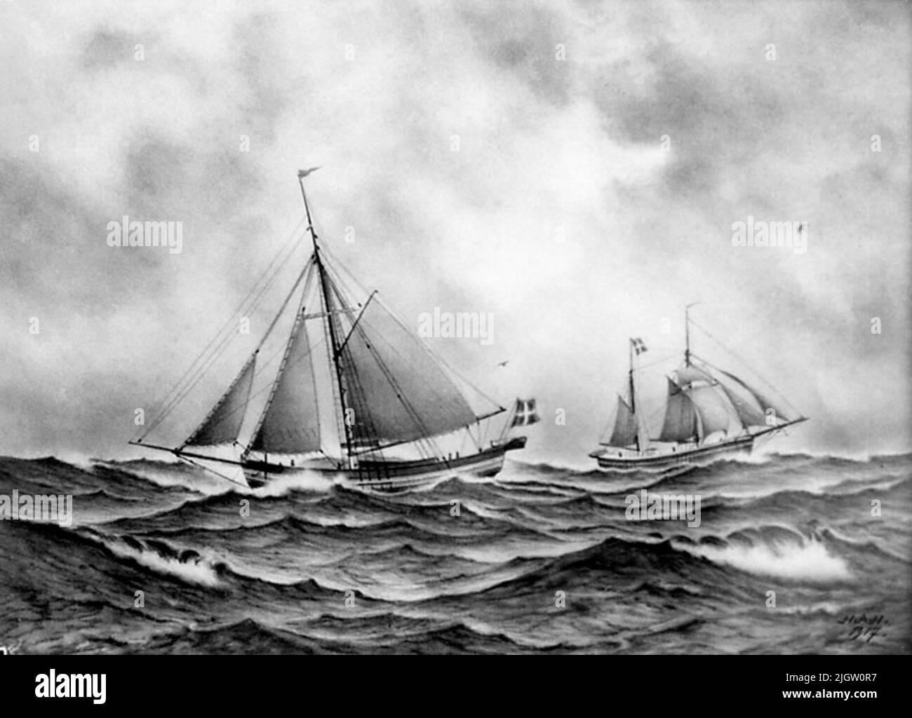 Written on the back: SU: E: E 1999. Danish hunting and galeas ...