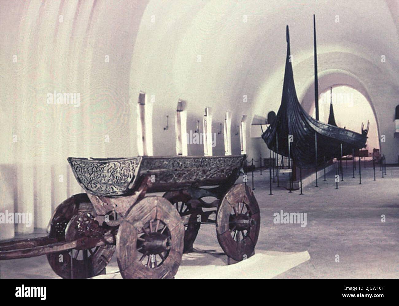 A cart from the Viking Age (?) With Ornament. In the background a ...