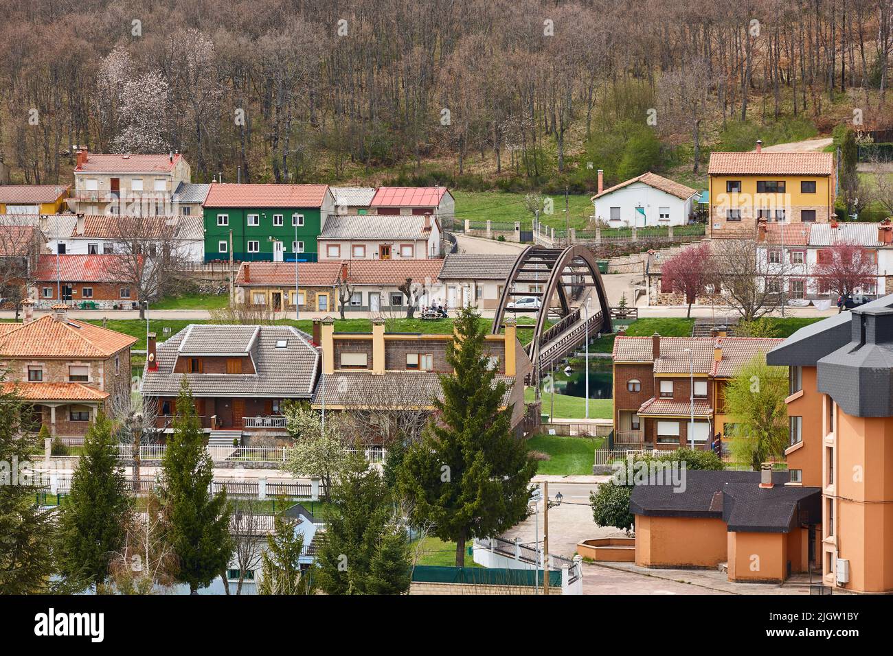Urban and nature landscape in Palencia. Velilla Rio Carrion. Spain ...