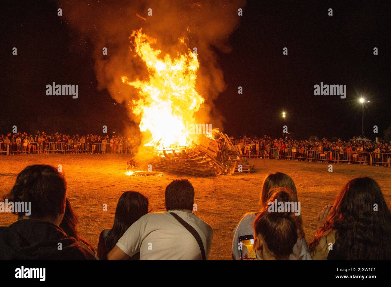 Night of the bonfire of San Juan. Traditional celebration, Spain Stock ...