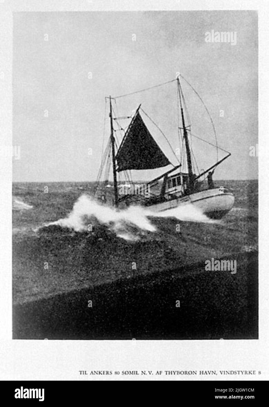 A boat is fighting against the waves in heavy lake on a sea. "Annankers ...
