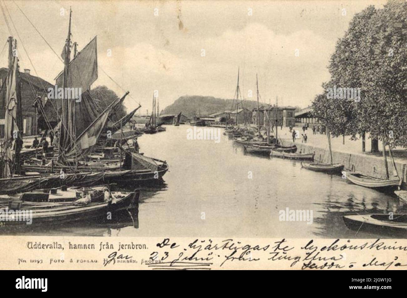 Printed on the card: “Uddevalla, the harbor from Jernbron Stock Photo ...