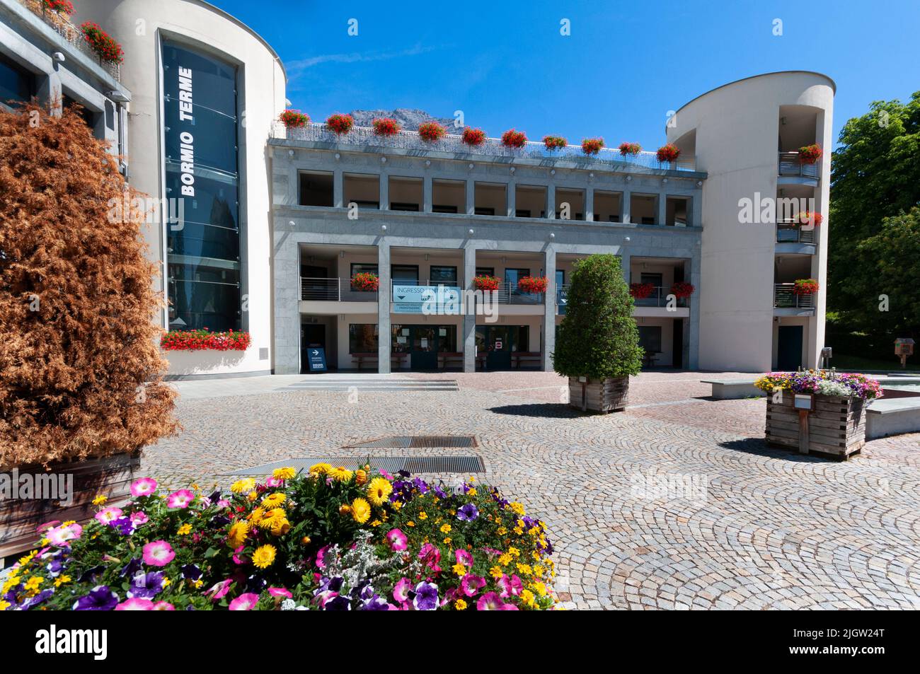 Italy, Lombardy, Valtellina, Bormio, Bormio Terme, Thermal Bath Stock ...