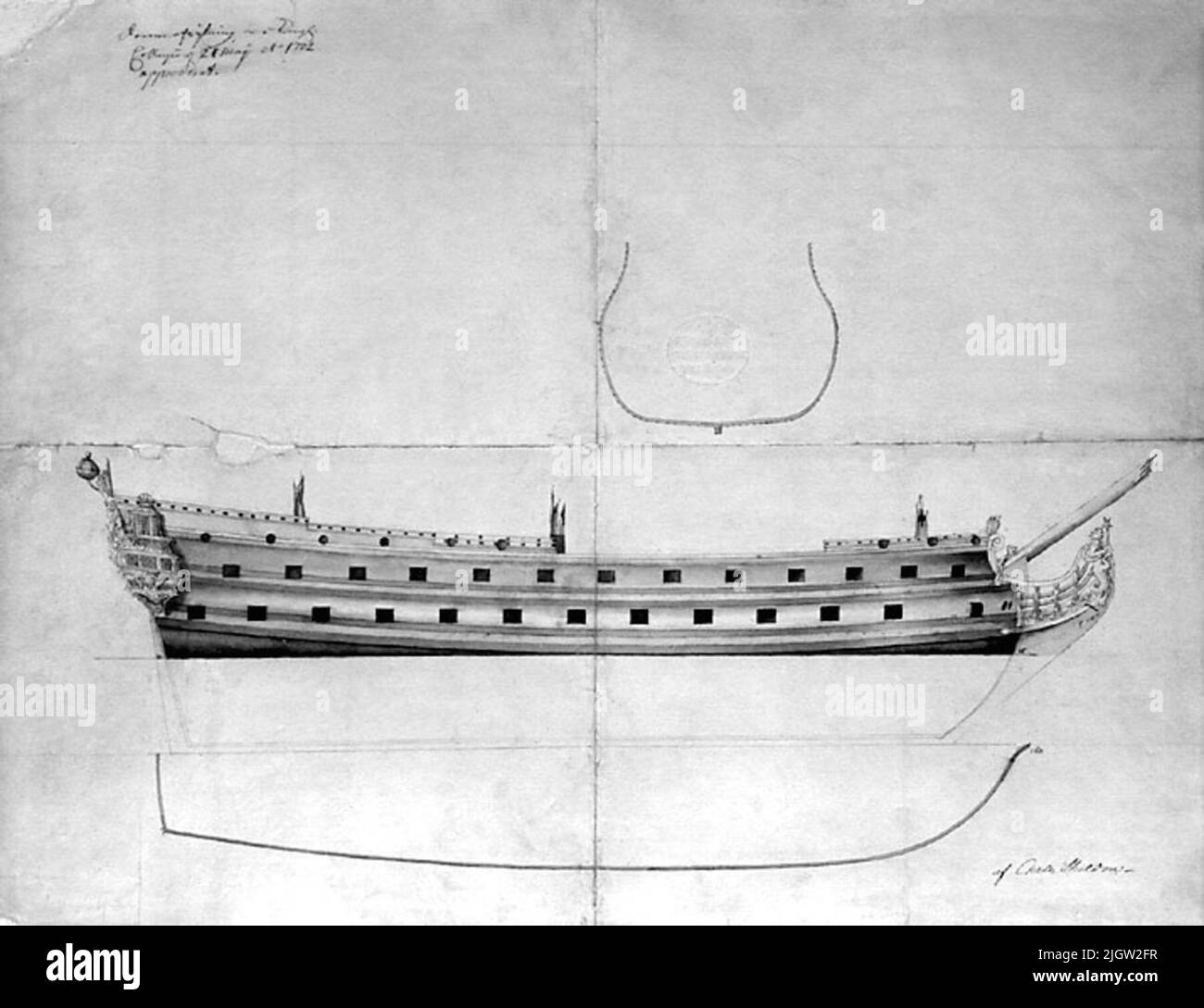 Explosive sketch of a boat. From the front, from the side and from ...